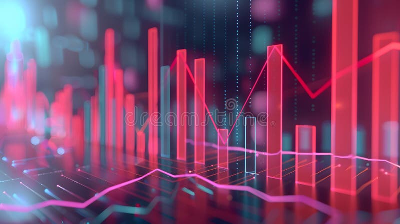 Sales Forecast Analysis Upward Trend Lines and Barcode. Stock ...