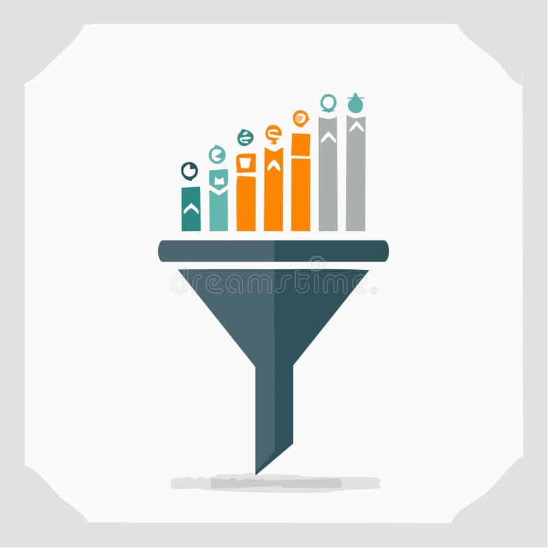 Sales Funnel Conversion and Data Filtering Icon Stock Photo - Illustration of targeting, process ...