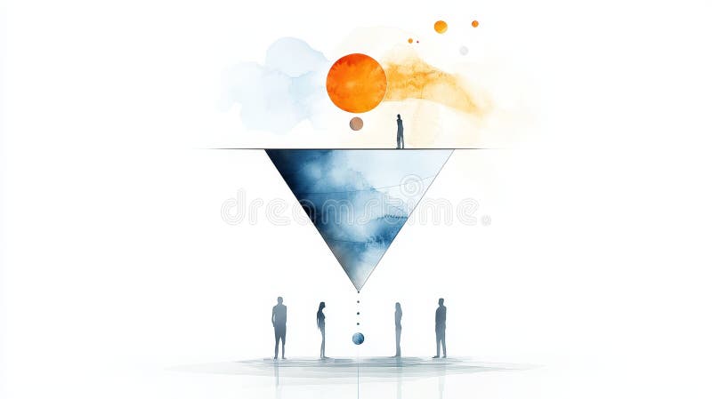 A Sales Funnel and Customer Journey Visualization with a Person at the ...