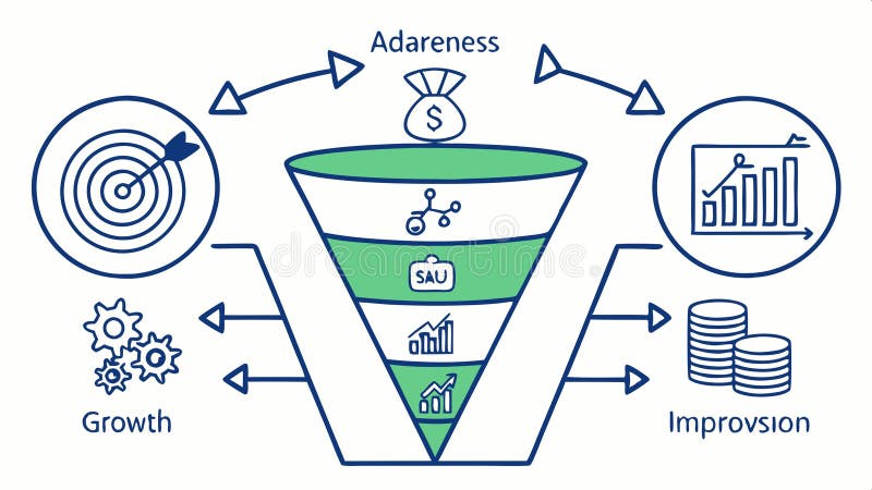 Sales Funnel Diagram, Awareness Optimization, Conversion Process ...