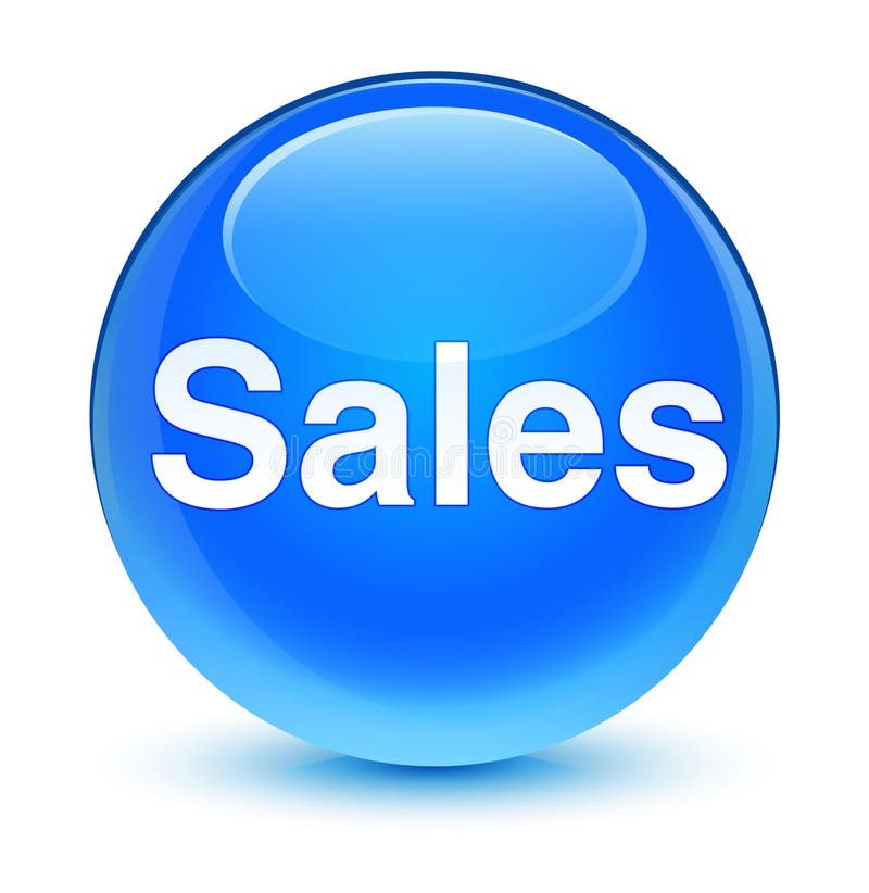 Sales Glassy Cyan Blue Round Button Stock Illustration - Illustration ...