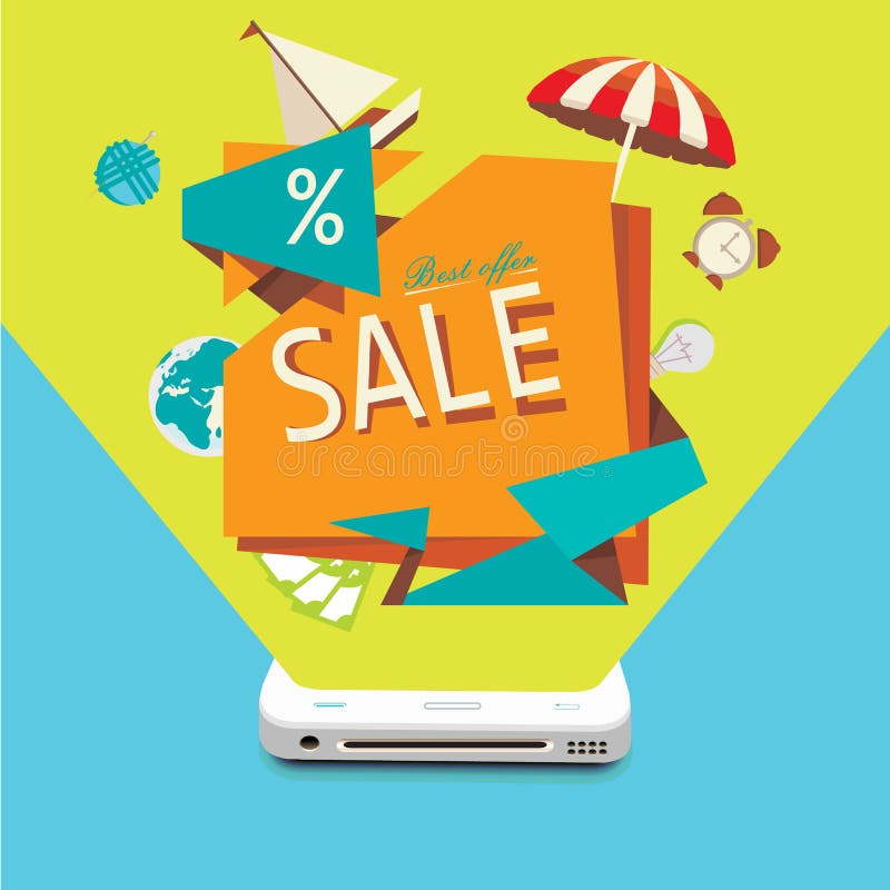 Sales of Goods through the Mobile Device Stock Vector - Illustration of ...