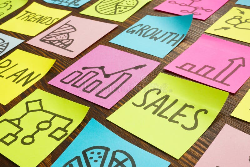 Sales Growth and Business Success Concept. Sheets with Graphs. Stock ...