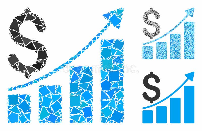 Sales Growth Chart Mosaic Icon of Ragged Items Stock Vector ...