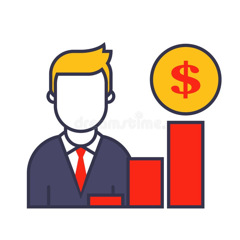 Sales Growth Icon. a Marketer Shows a Company Development Chart Stock ...