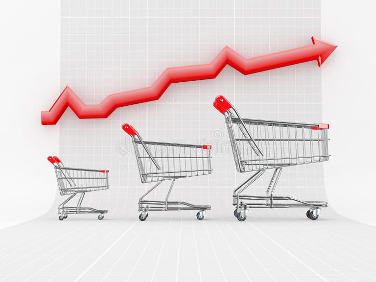 Sales Growth. Shopping Basket and Graph Stock Illustration ...