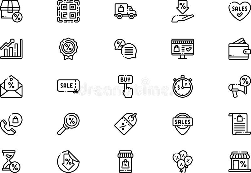 Sales Icons Collection is a Vector Illustration with Editable Stroke ...