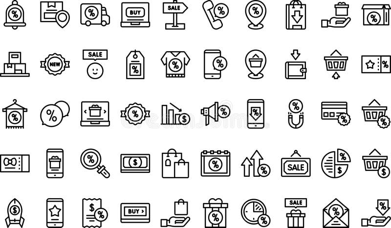 Sales Icons Collection is a Vector Illustration with Editable Stroke ...