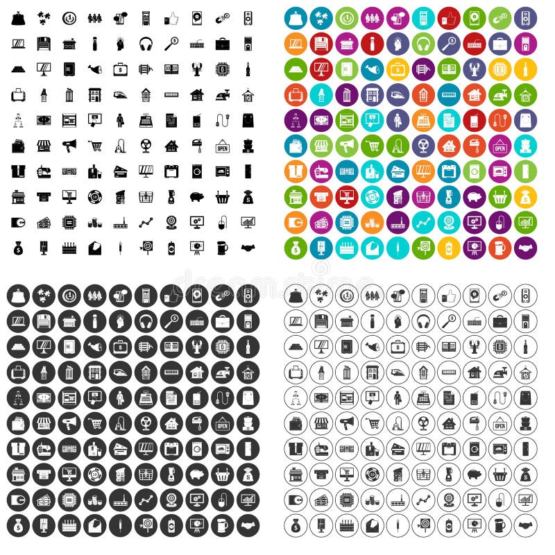 100 Sales Icons Set Vector Variant Stock Vector - Illustration of gold ...