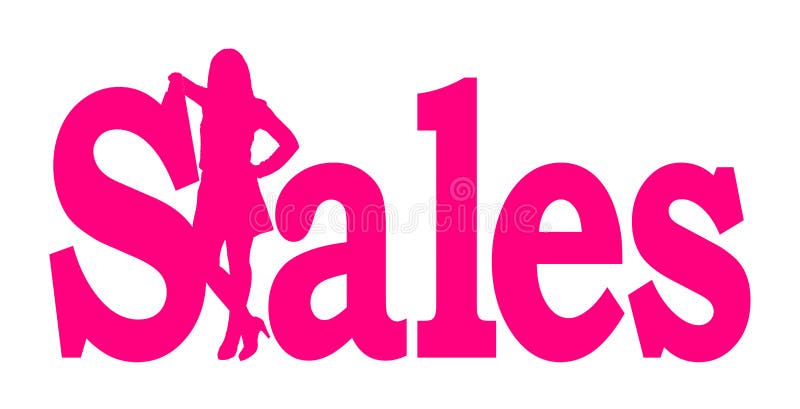 Sales Lady Standing in Text Red and Pink. Stock Illustration ...