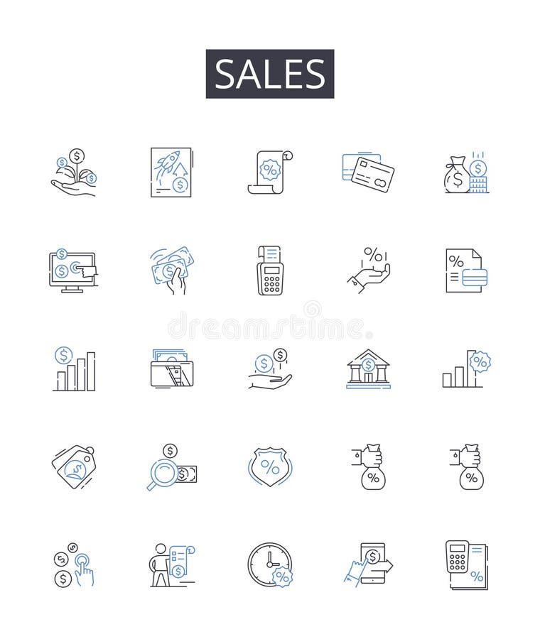 Sales Line Icons Collection. Sharing, Collaborating, Engaging ...