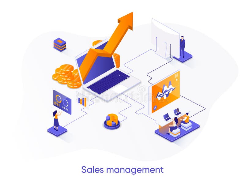 Sales Management Isometric Landing Page. Developing Sales Force ...