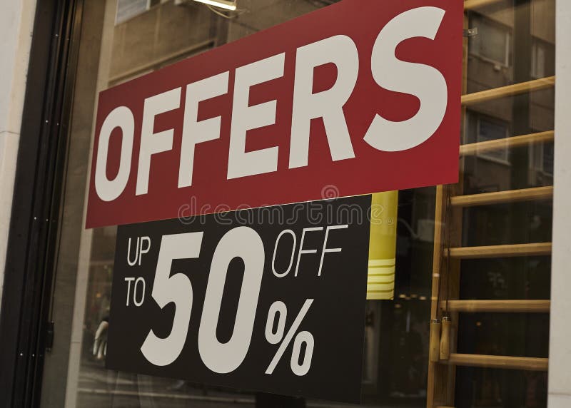 Sales Offer Sign on a Store Editorial Stock Image - Image of price ...