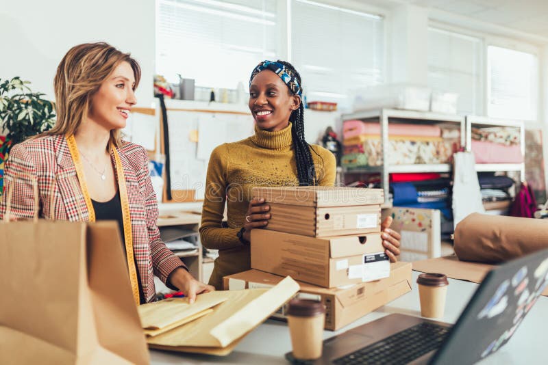 Working Women at Their Store. they Accepting New Orders Online and ...