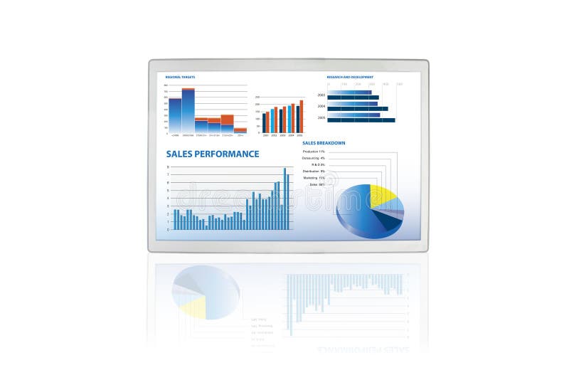 Sales Performance and Business Graphs on a Touchsc Stock Illustration ...