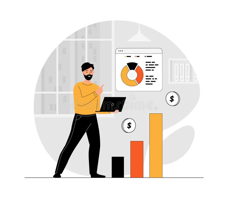 Sales Performance Concept. Man Analyzing Growth Charts and Graphs ... Sales Performance Concept. Man Analyzing Growth Charts and Graphs ...