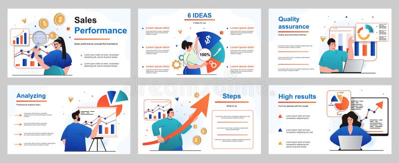 Sales Performance Concept for Presentation Slide Template. People ...