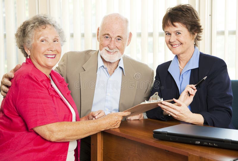 Sales Person and Senior Couple Stock Image - Image of broker, business ...