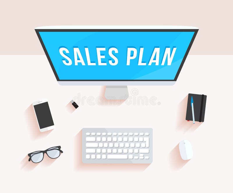 Sales Plan Desktop Computer Stock Vector - Illustration of sales ...