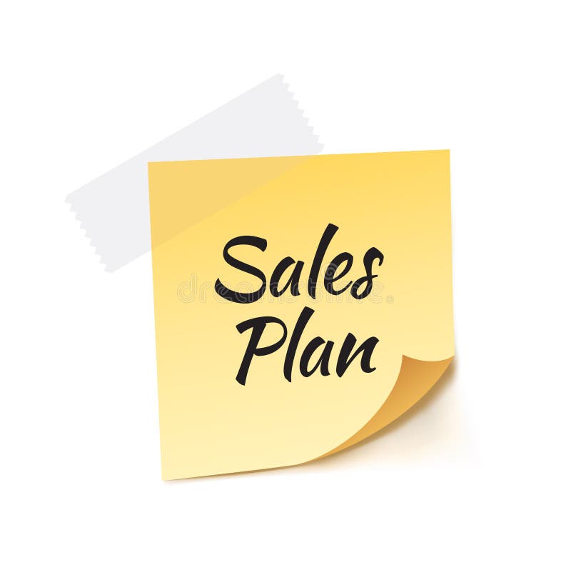 Sales Plan Stick Note Vector Illustration Stock Vector - Illustration ...