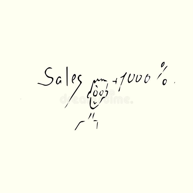 Sales Plus One Thousand Percent. Hand Drawn Concept. Stock Vector ...