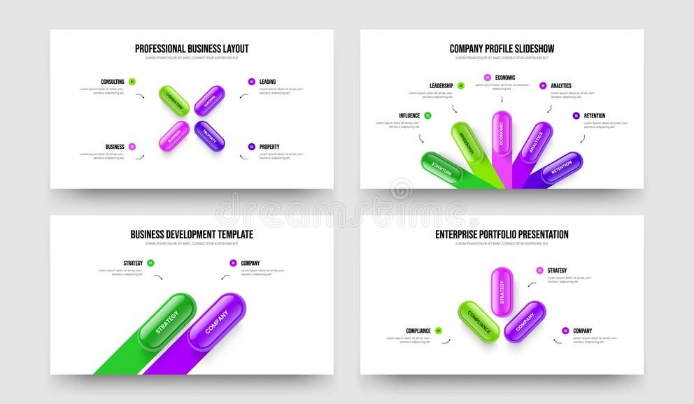 Sales Portfolio 4 5 2 3 Element Diagram Frame Design Set. Stock Vector ...