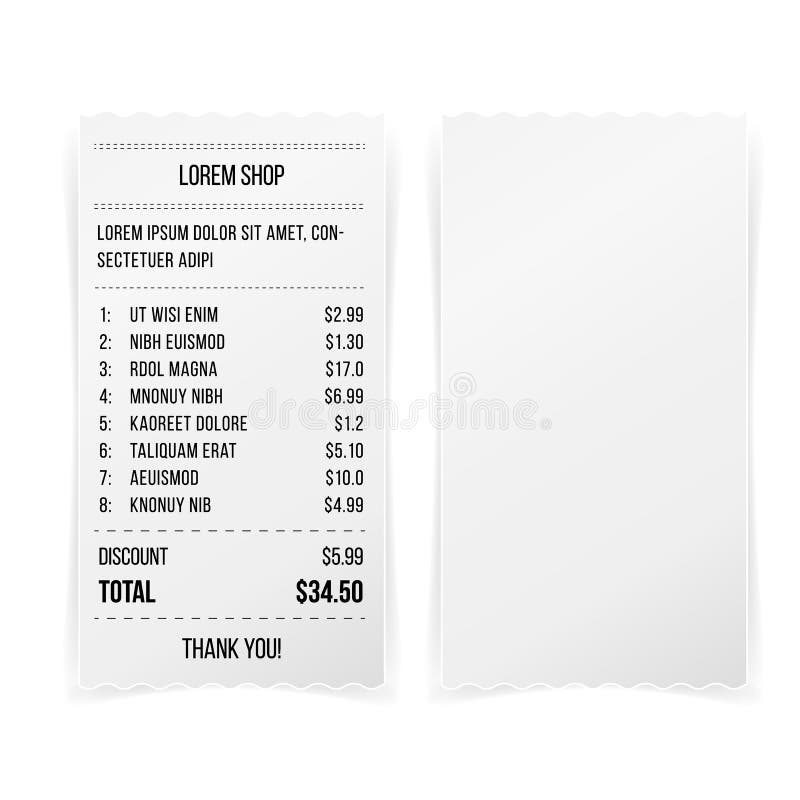 Sales Printed Receipt White Empty Paper Template Vector Stock Vector ...