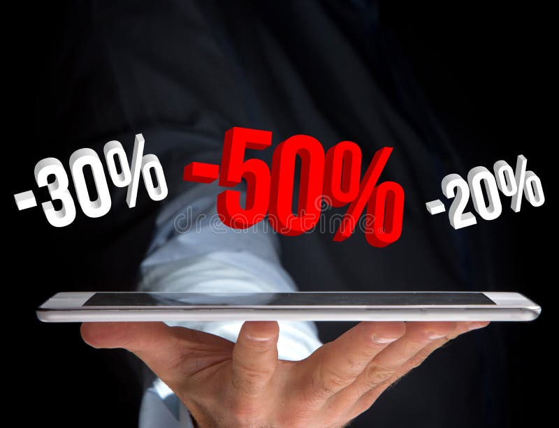 Sales Promotion 20 30 and 50 Flying Over an Interface - Shopping ...