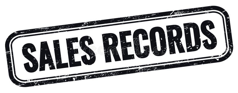 SALES RECORDS Text on Black Grungy Vintage Stamp Stock Illustration ...