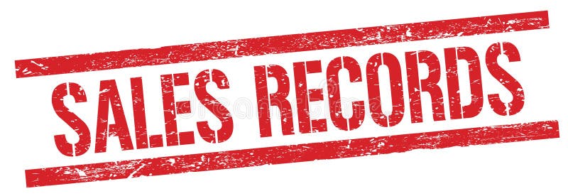 SALES RECORDS Text on Red Grungy Rectangle Stamp Stock Illustration ...