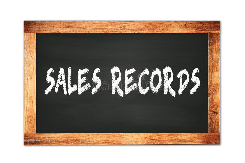 SALES RECORDS Text Written on Wooden Frame School Blackboard Stock ...