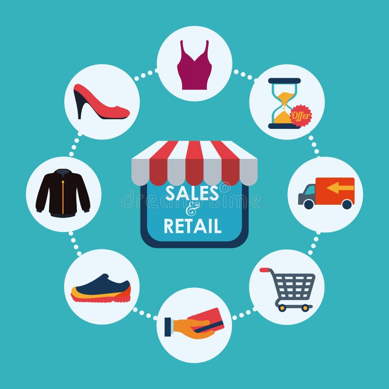 Sales and retail stock illustration. Illustration of commerce - 50584407