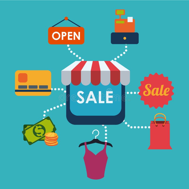Sales and retail stock illustration. Illustration of commerce - 50584407