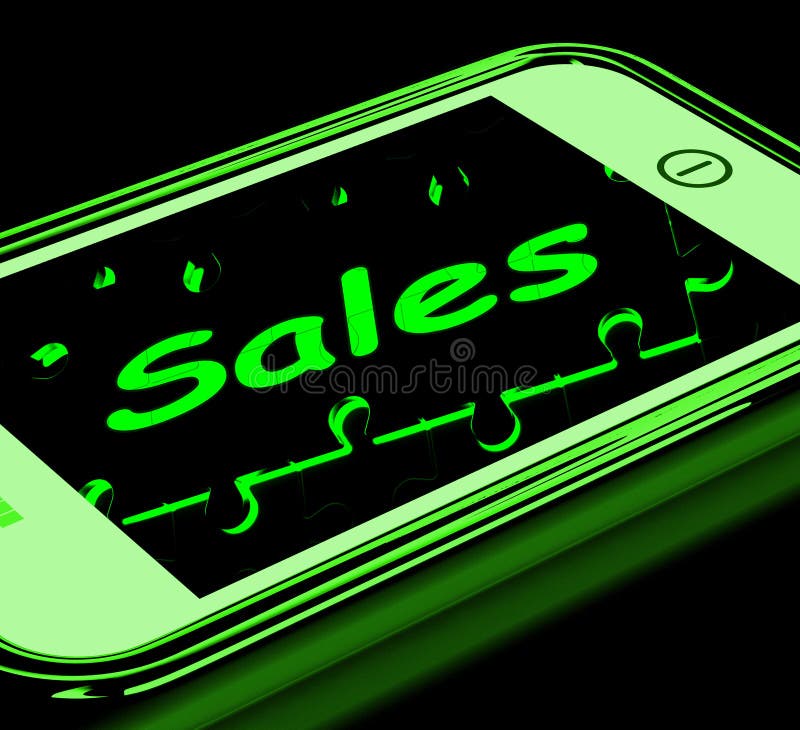 Sales on Smartphone Showing Mobile Marketing Stock Illustration ...
