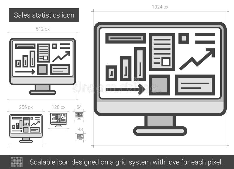 Sales Statistics Line Icon. Stock Vector - Illustration of minimal ...