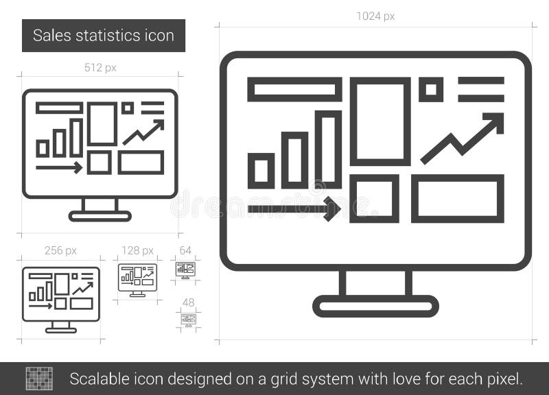 Sales Statistics Black Icon, Vector Sign on Isolated Background. Sales ...