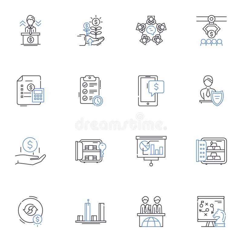 Sales Strategy Line Icons Collection Pipeline Conversion Prospecting Funnel Targeting Lead
