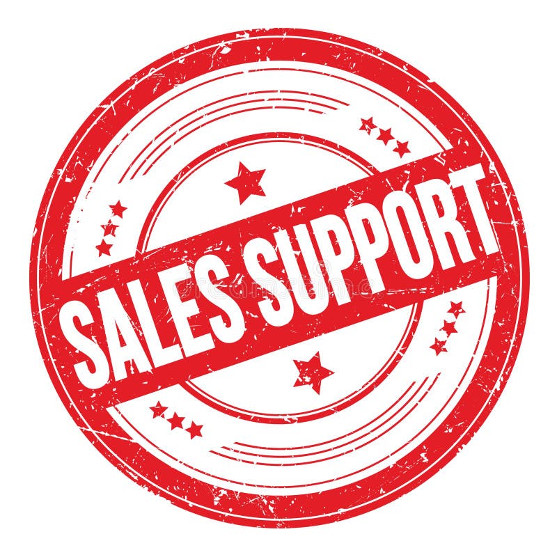 SALES SUPPORT Text on Red Round Grungy Stamp Stock Illustration ...