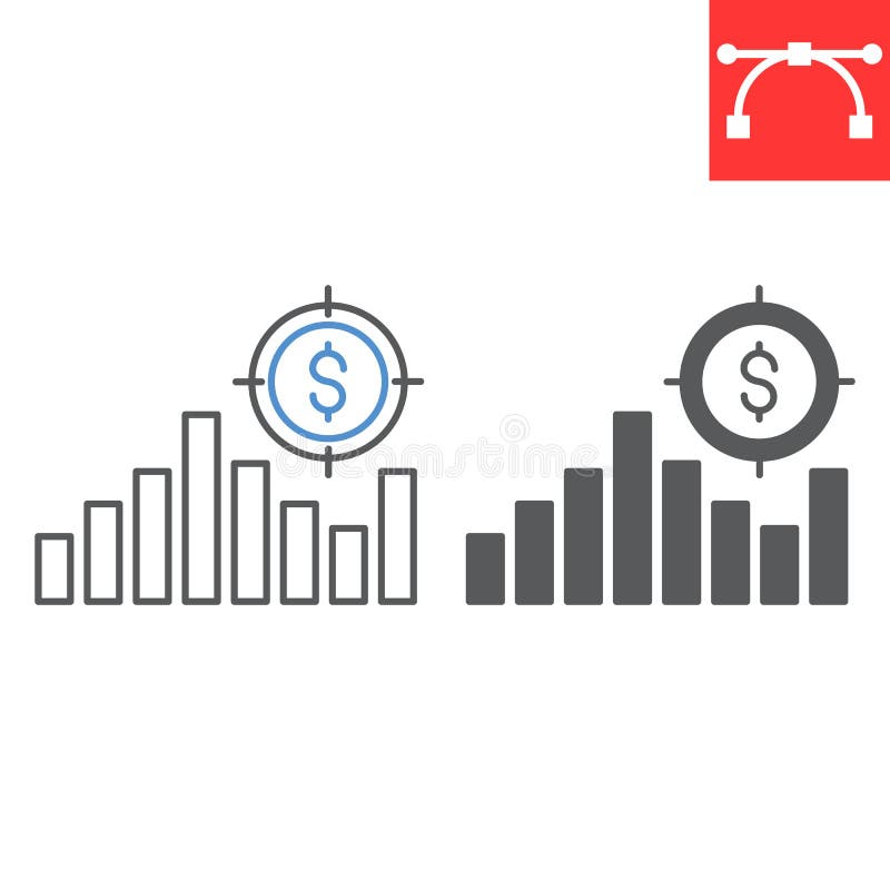 Sales Target Line and Glyph Icon Stock Vector - Illustration of ...