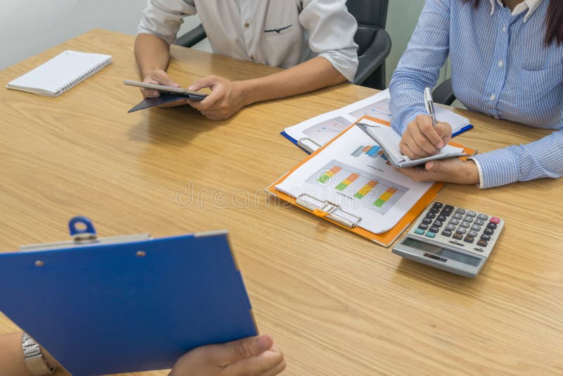 Sales Team Discuss about Method To Increase Sales Rate Stock Photo ...