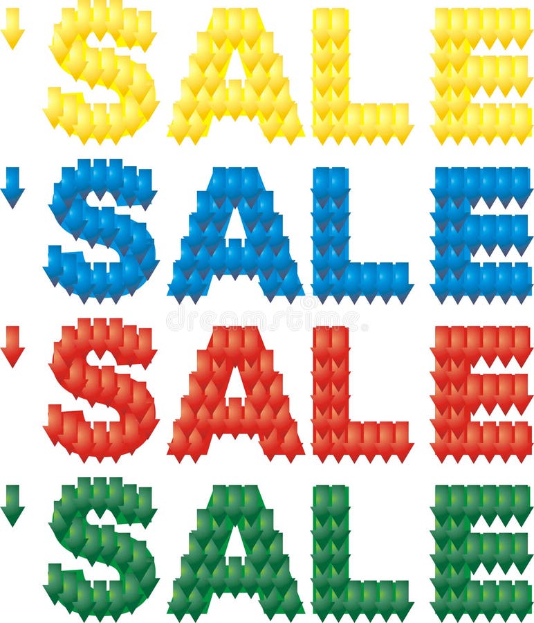 Sales text 4 in 1 stock vector. Illustration of green - 6977198