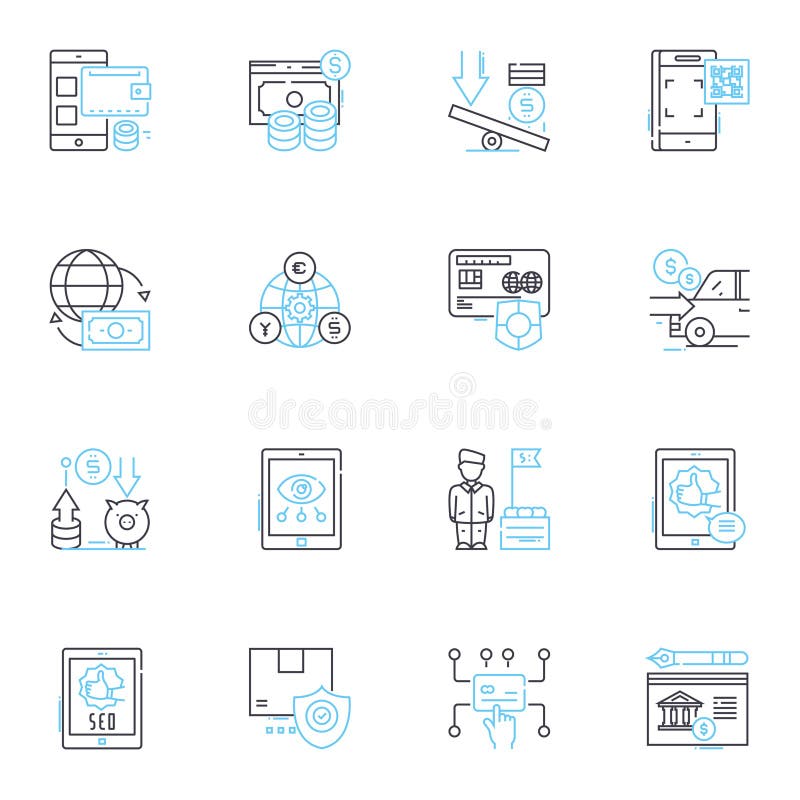 Sales Tracking Linear Icons Set. Metrics, Pipeline, Conversion ...