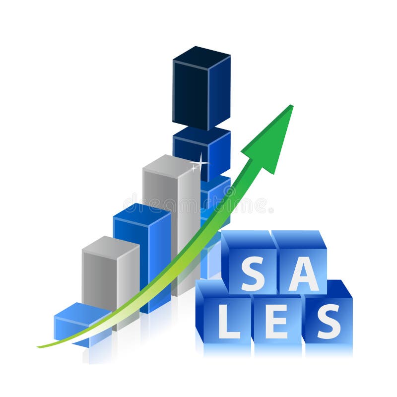 Sales Up Business Graph with Arrow and Cubes Stock Illustration ...