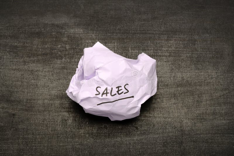 Sales Writing on Crumpled Paper Stock Photo - Image of crinkle, board ...