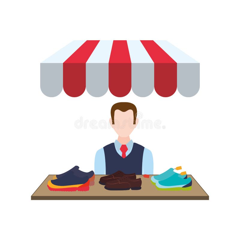 Salesman Avatar Character with Shoes Stock Vector - Illustration of ...