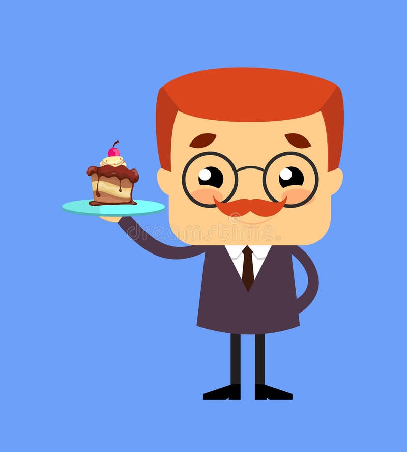 Salesman Boss Guy - Presenting a Cake Stock Vector - Illustration of ...