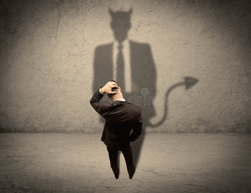 Salesman Facing His Own Devil Shadow Stock Image - Image of person ...