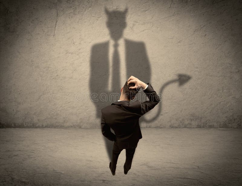 Salesman Facing His Own Devil Shadow Stock Photo - Image of ...
