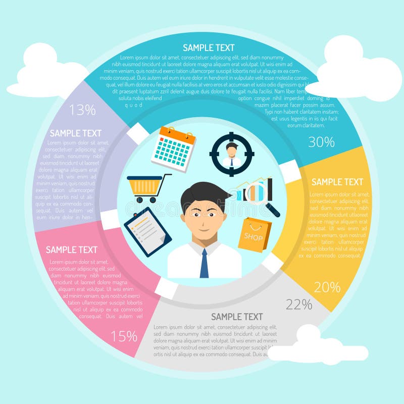 Salesman Infographic stock vector. Illustration of flat - 121547923