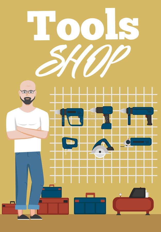 Tools Shop Banner with Instruments Stock Vector - Illustration of flat ...